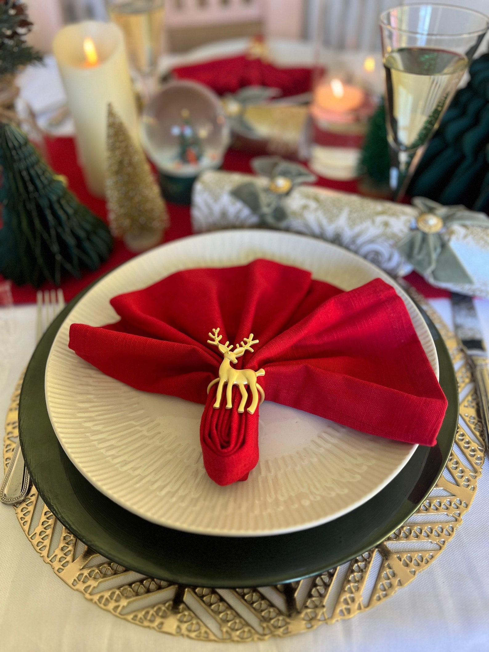 6 Pack Matt Gold Reindeer Napkin Rings Christmas Table Decor - Etsy UK