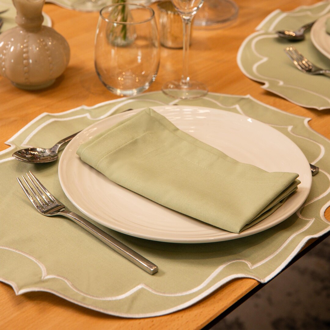 Sage Green Placemats | Green Tablemat | Oval Cloth Table Mats | Table ...