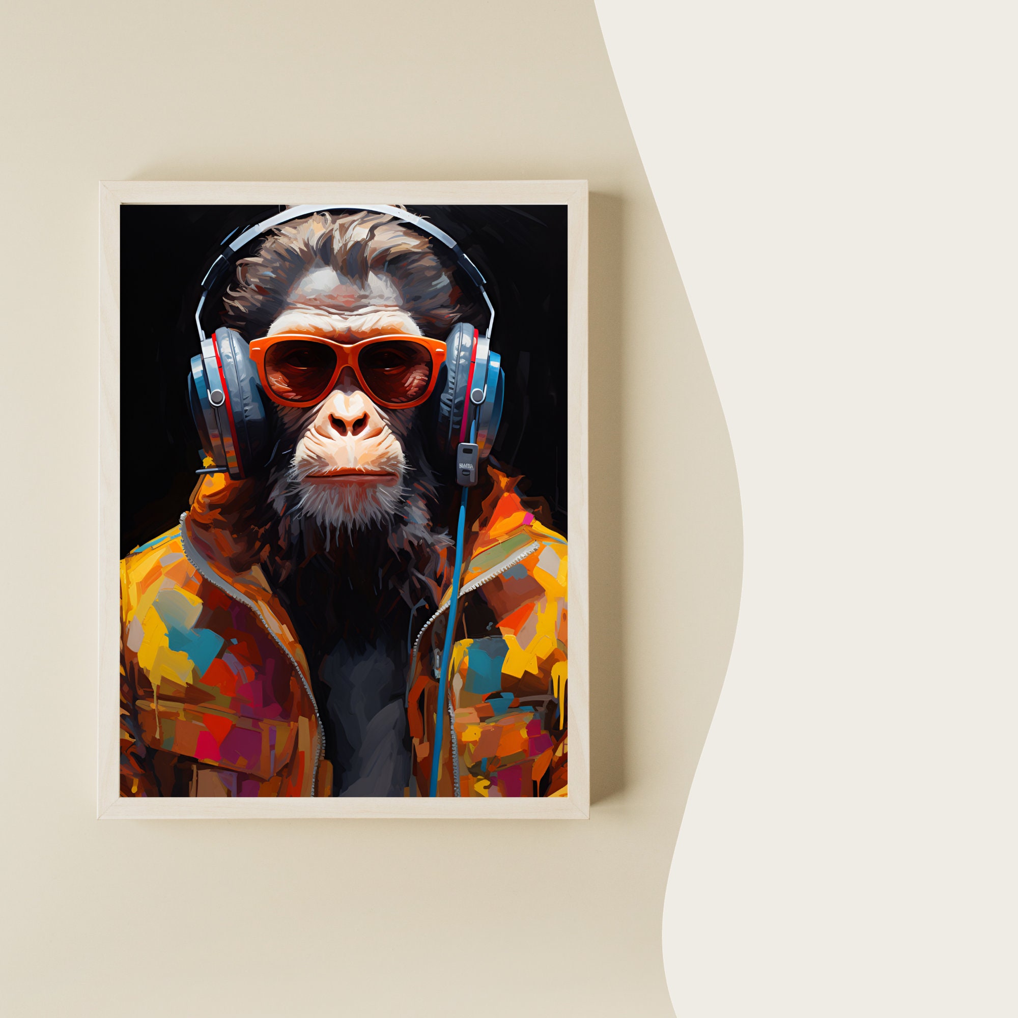 Dj Ape With Sunglasses and Headset Gamer Ape Poster Quirky Home Decor ...