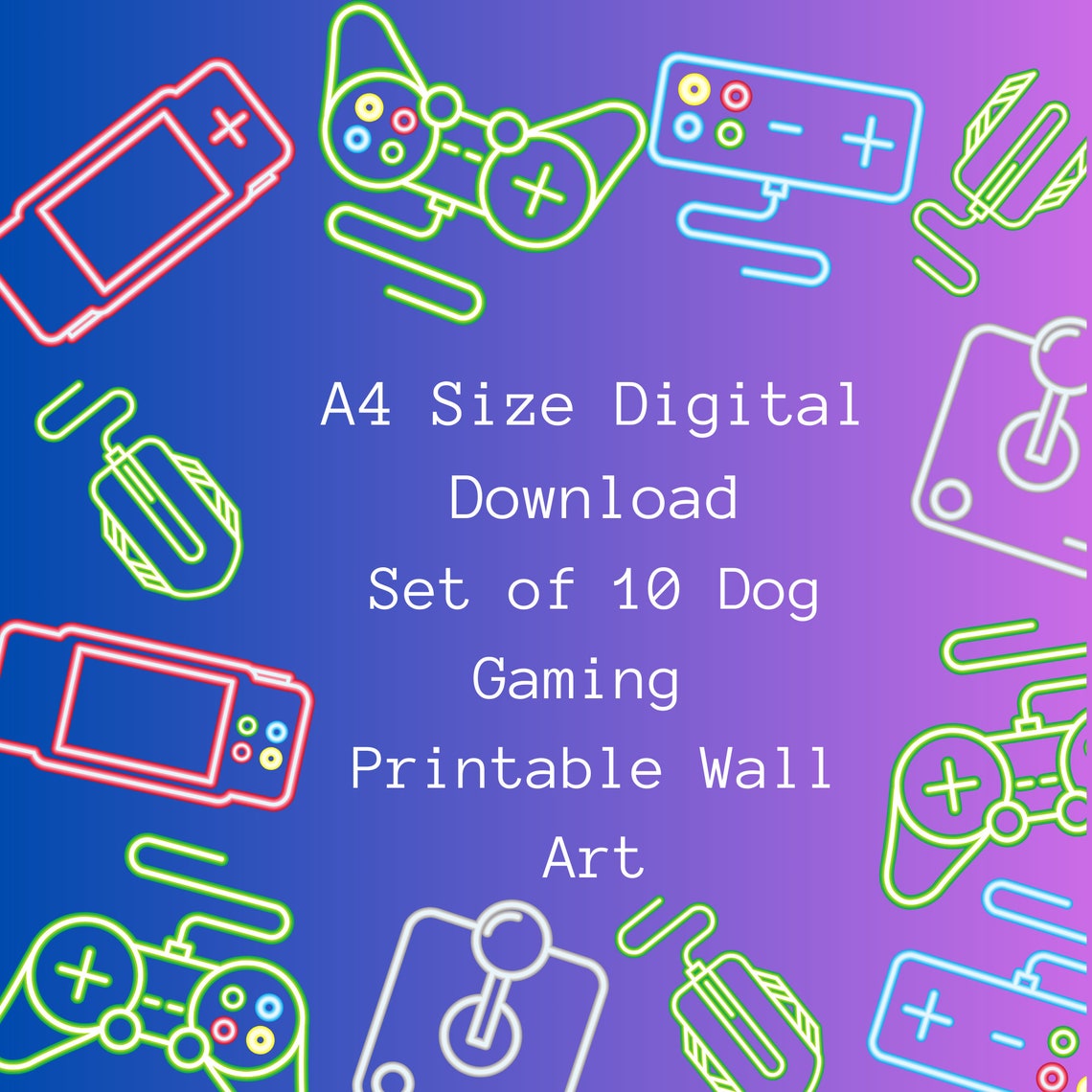 Dog Gamer Set of 10 Gaming Prints, Gamer Prints, Gamer Decor, Teen Room ...