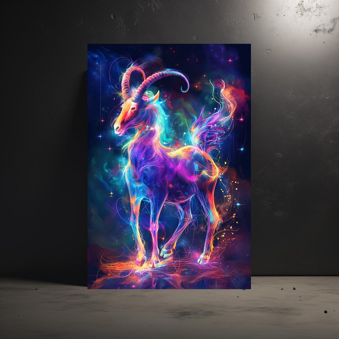 Capricorn Zodiac Sign Print, Zodiac Wall Print, Capricorn Star Sign ...