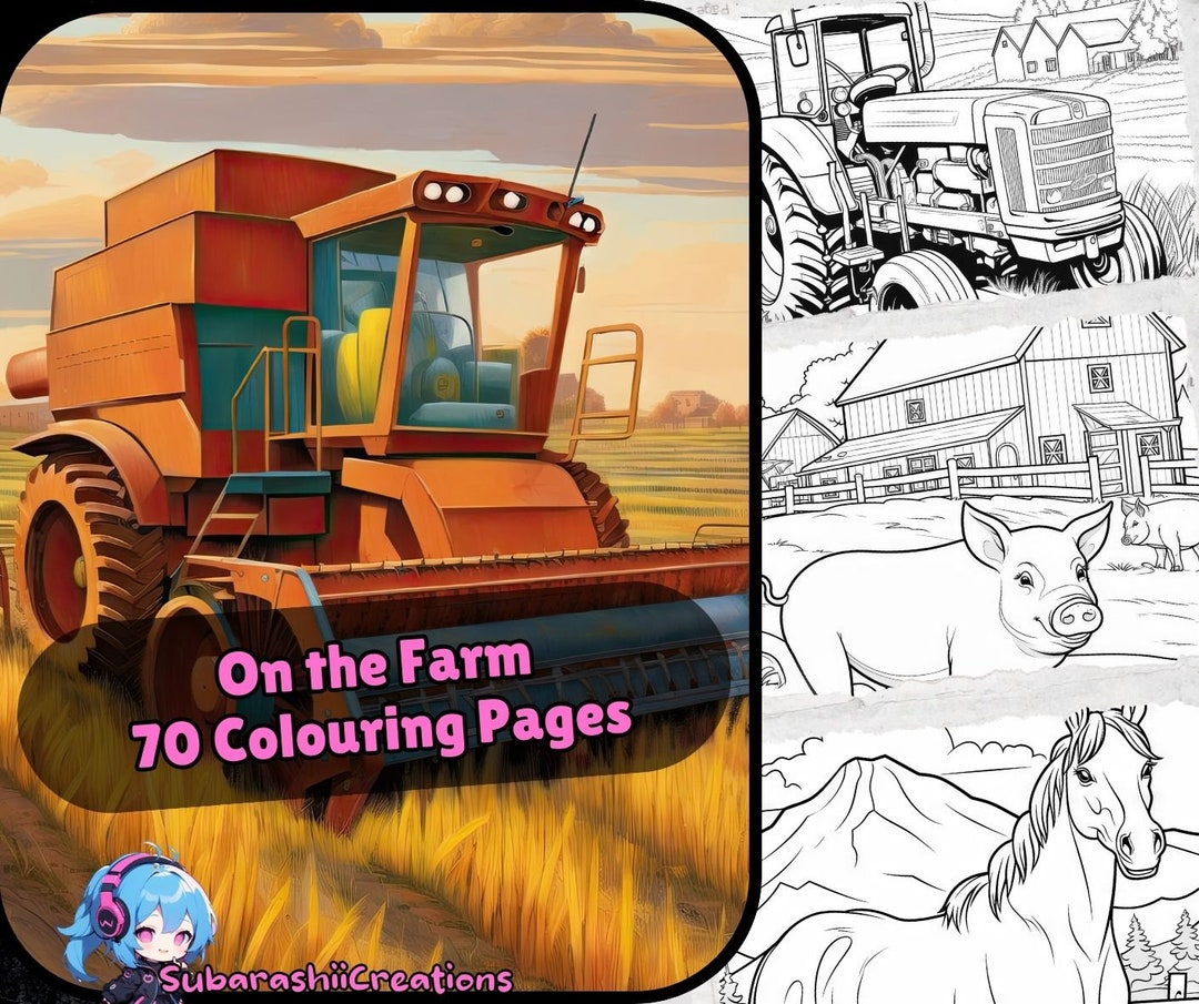 On The Farm Colouring Book 70 Pages All Ages Coloring Tractors