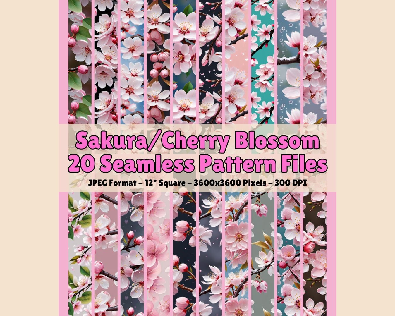 Beautiful Sakura/cherry Blossom Patterns, Seamless Pattern Paper ...