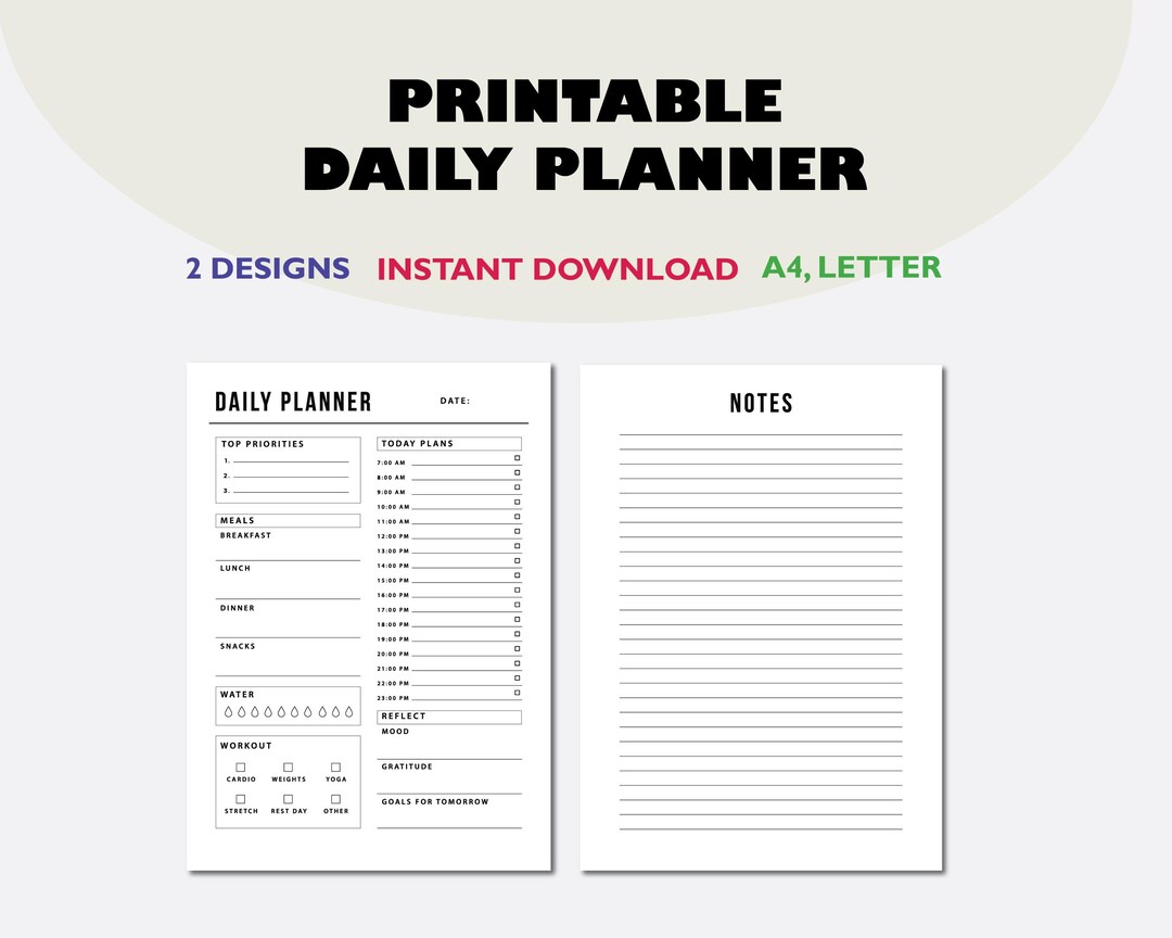 Daily Planner Printable, 24 Hour Planner, Daily Goal Planner, 30 Minute ...