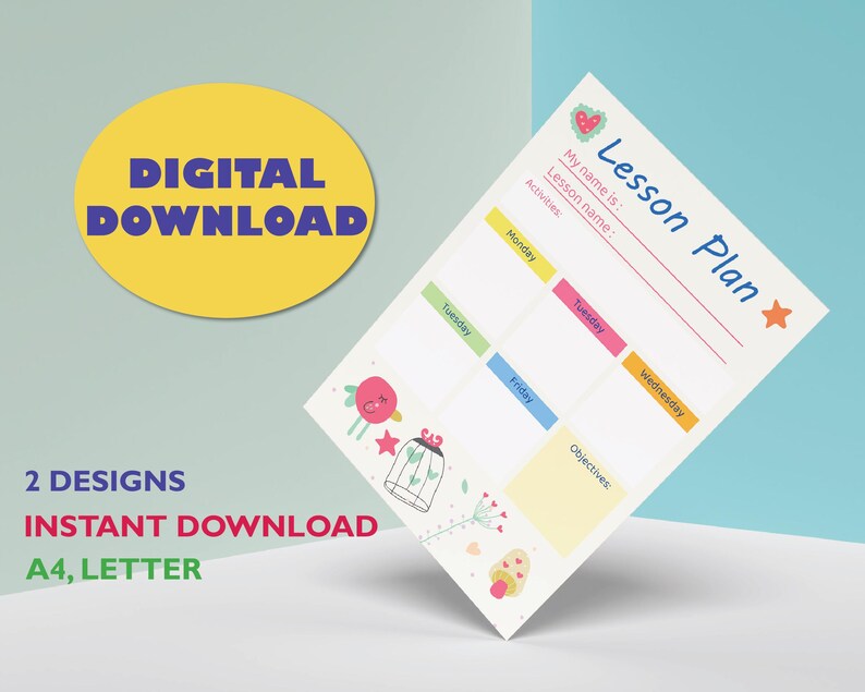 Kids Weekly Lesson Planner Printable | Lesson Planner for Kids | Lesson ...