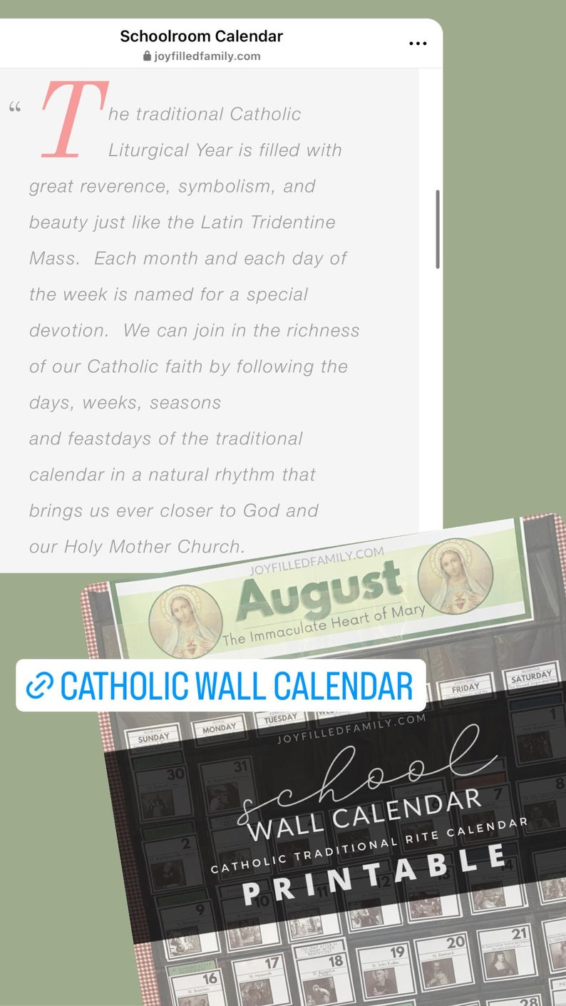 Catholic Calendar: Monthly Reusable Wall Calendar - Etsy