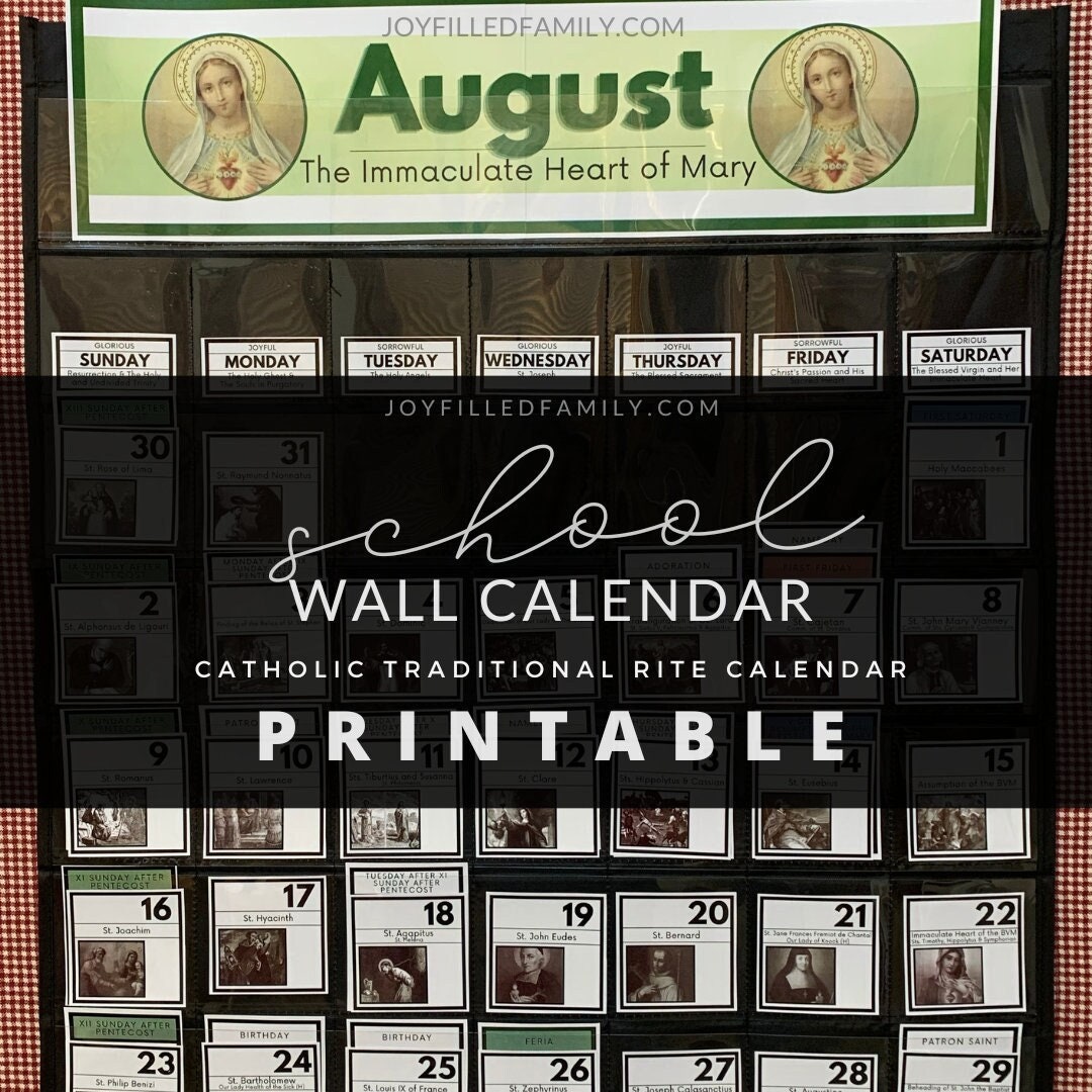 Catholic Calendar: Monthly Reusable Wall Calendar - Etsy
