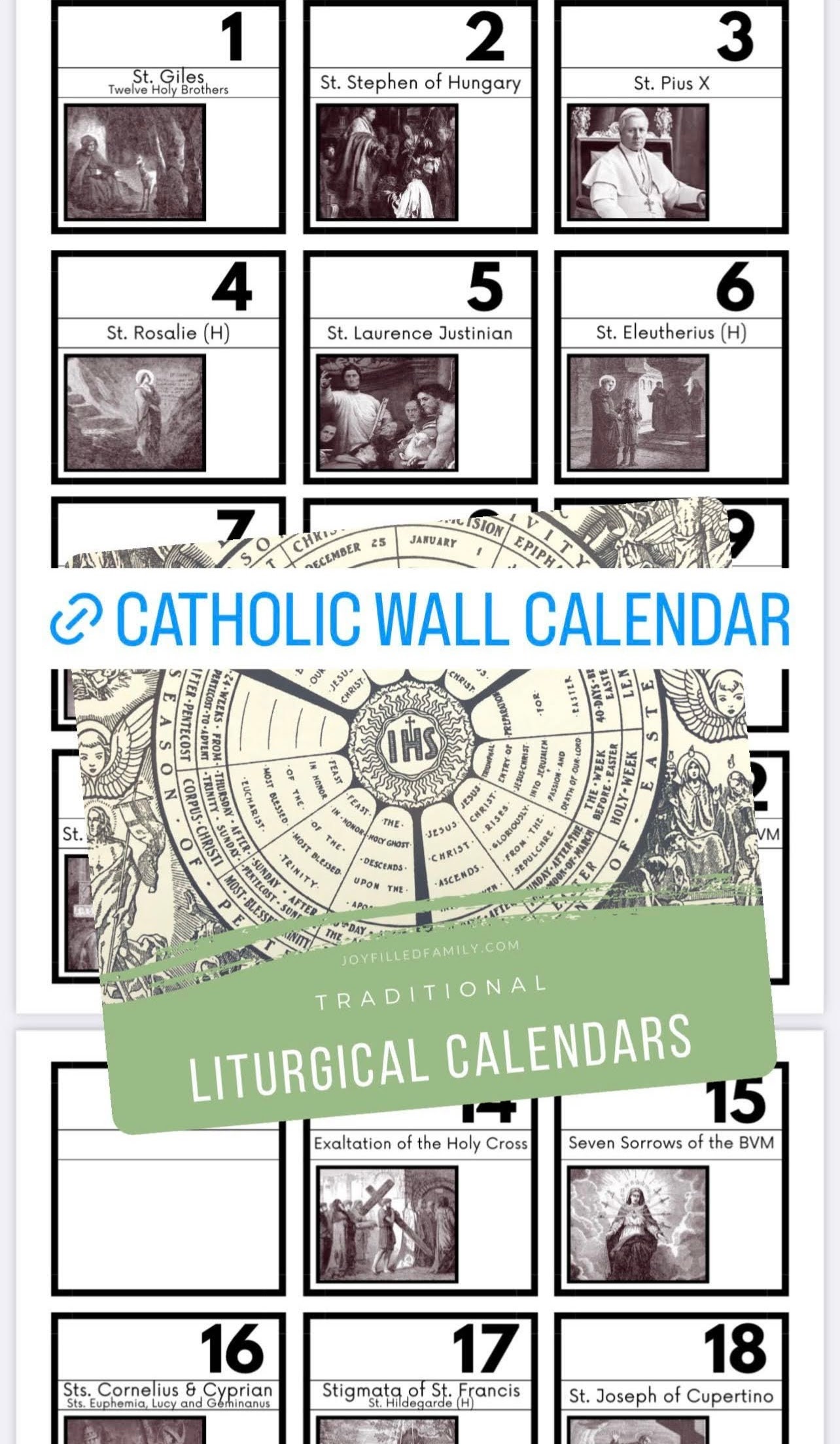 Catholic Calendar: Monthly Reusable Wall Calendar - Etsy