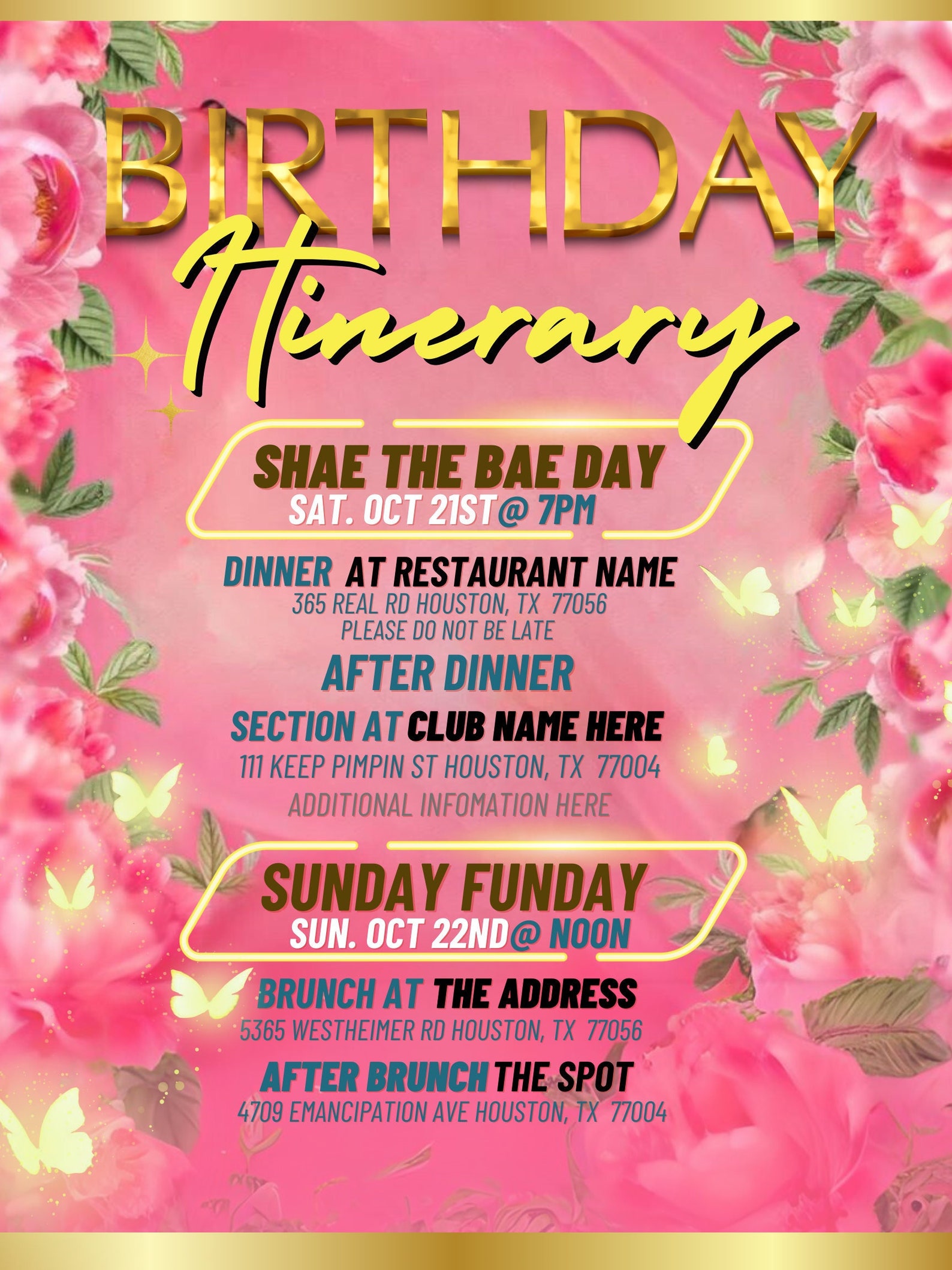 Pink Birthday Birthday Weekend Invitation, Digital Birthday Girl Trip ...