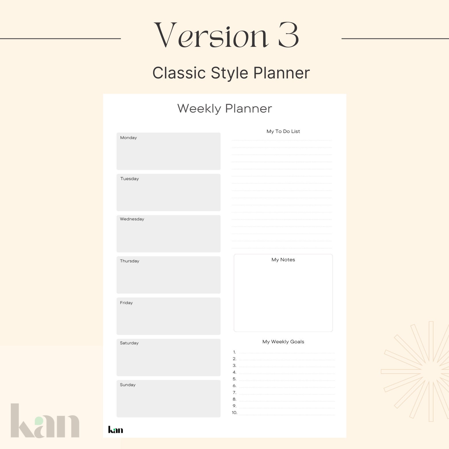Weekly Planner Printable, Minimalist Weekly Schedule, Week at a Glance ...