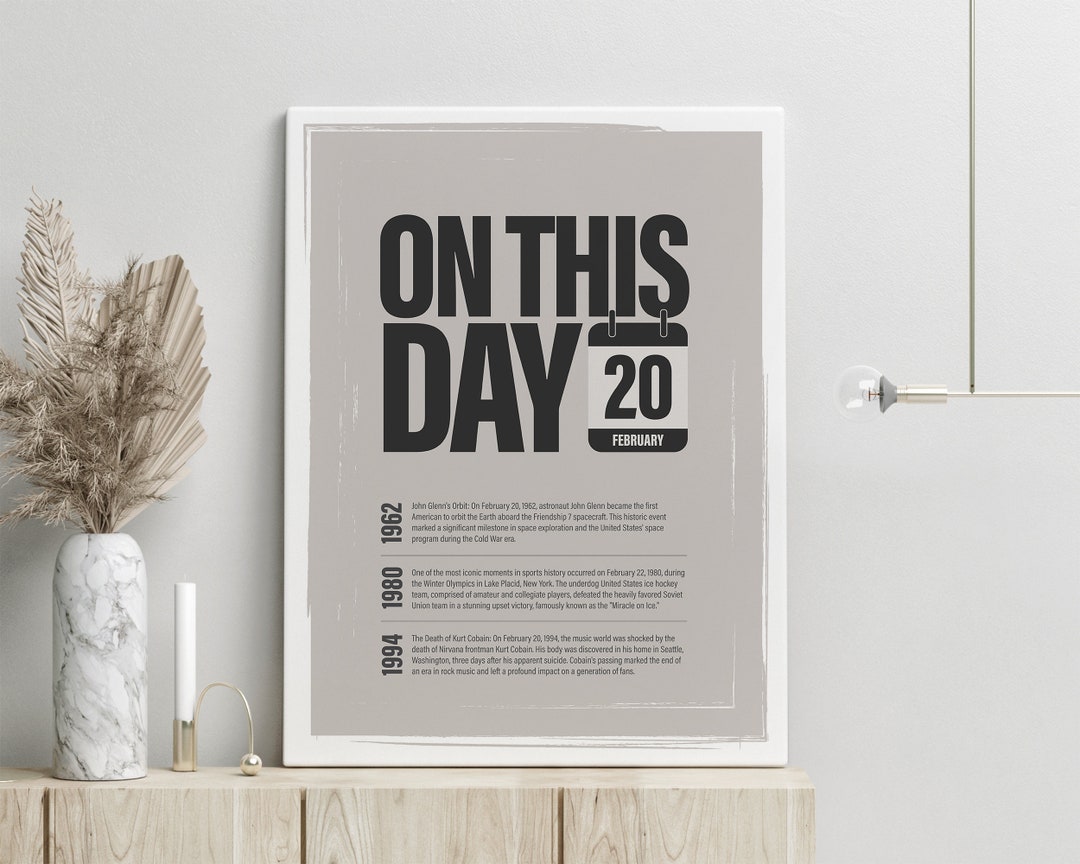Wall Art Historical Events February 20 Digital Downloadable Poster ...