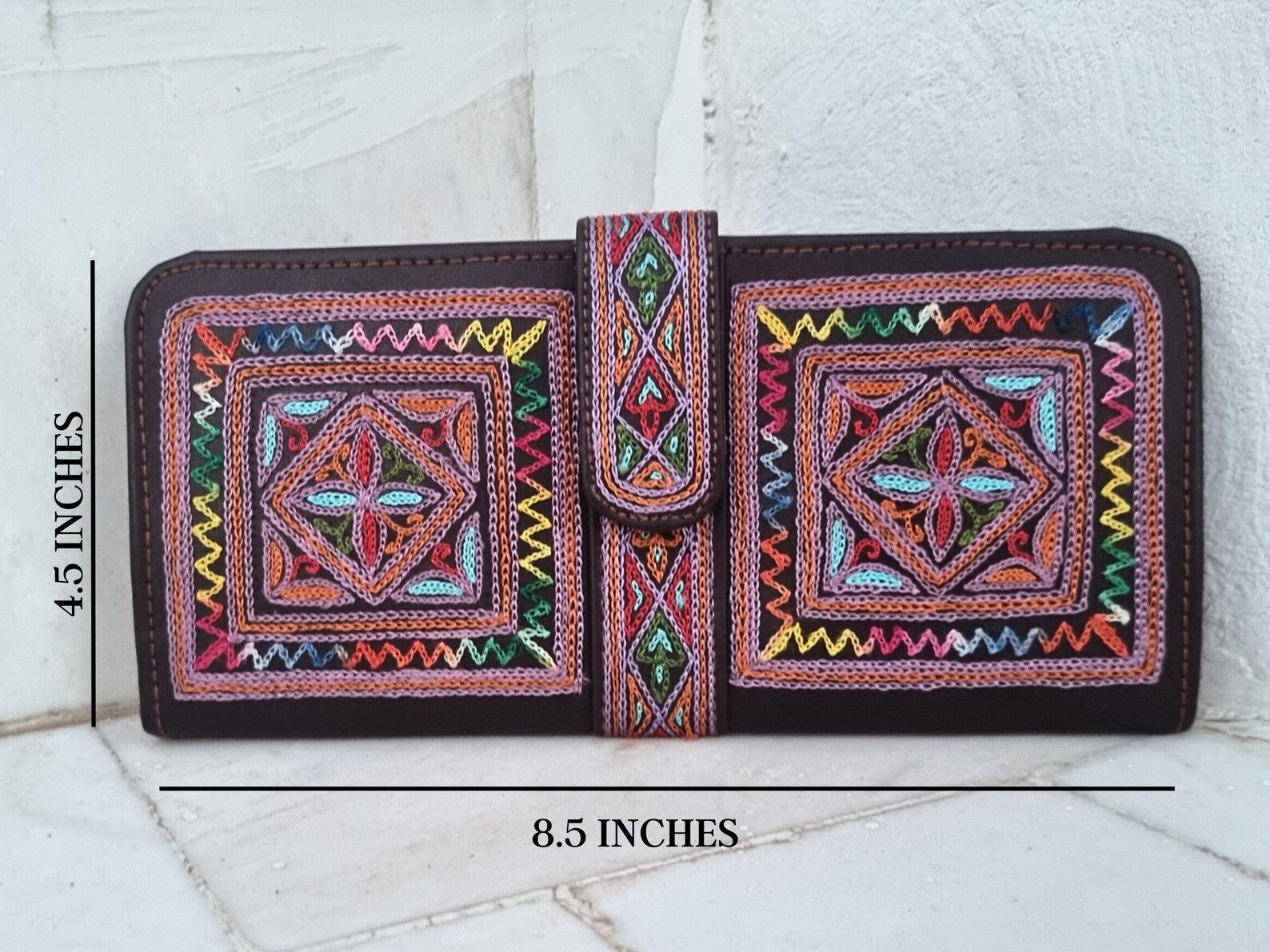 Hand Embroidery Leather Wallet Women Card Wallet Modern Travel ...