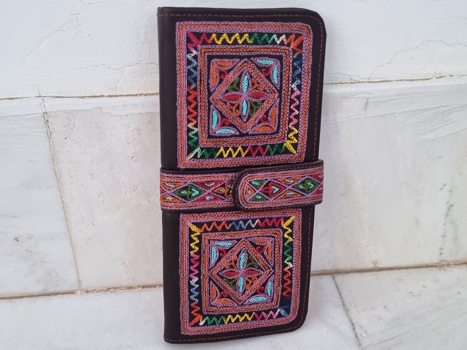 Hand Embroidery Leather Wallet Women Card Wallet Modern Travel ...