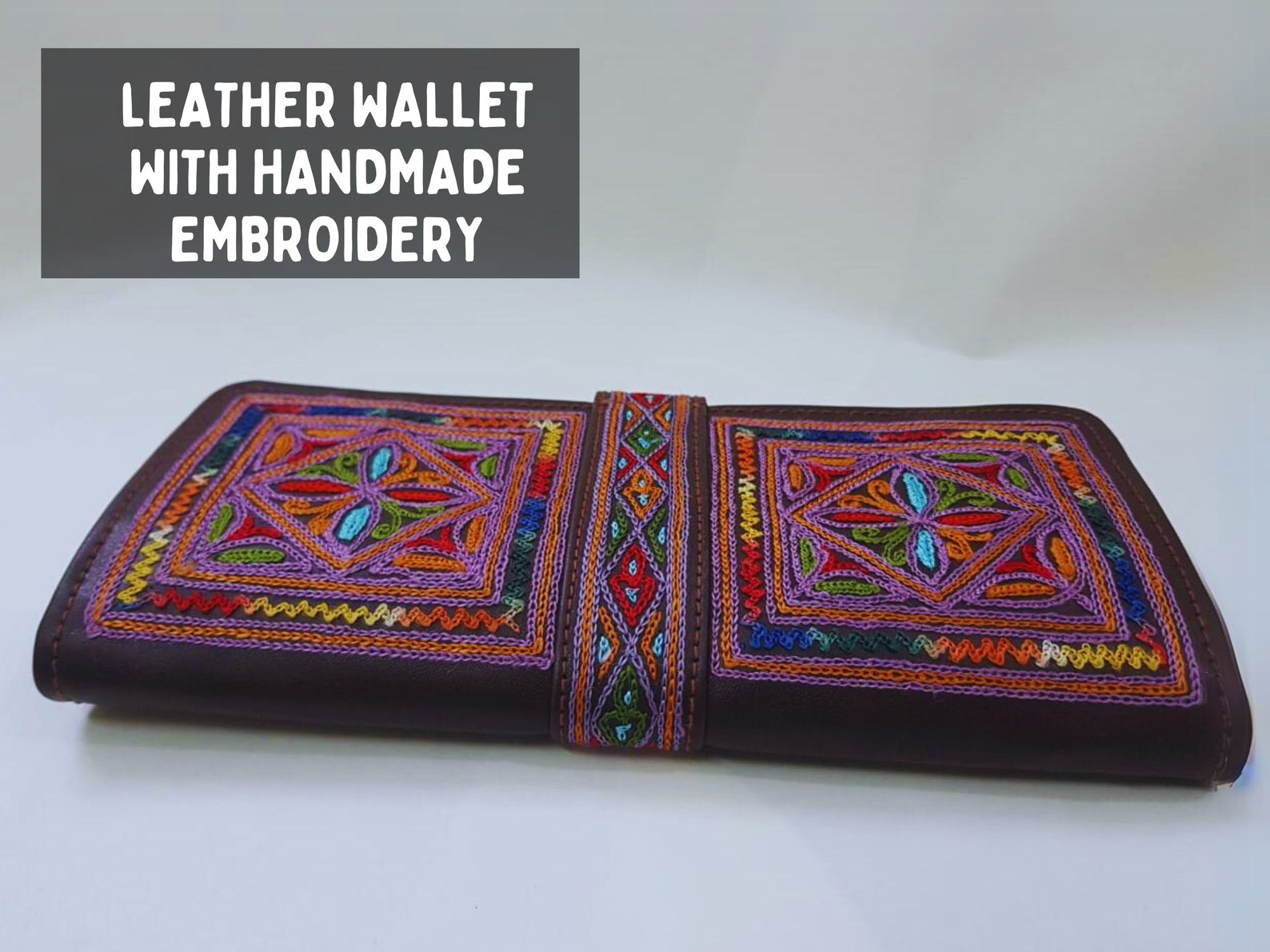 Hand Embroidery Leather Wallet Women Card Wallet Modern Travel ...