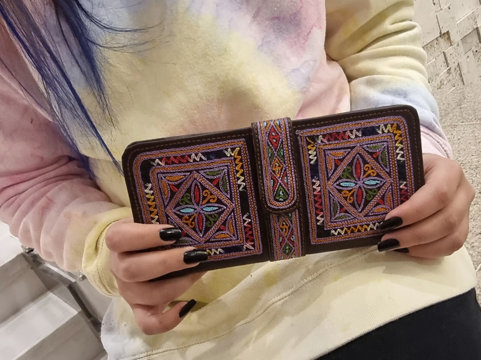 Hand Embroidery Leather Wallet Women Card Wallet Modern Travel ...