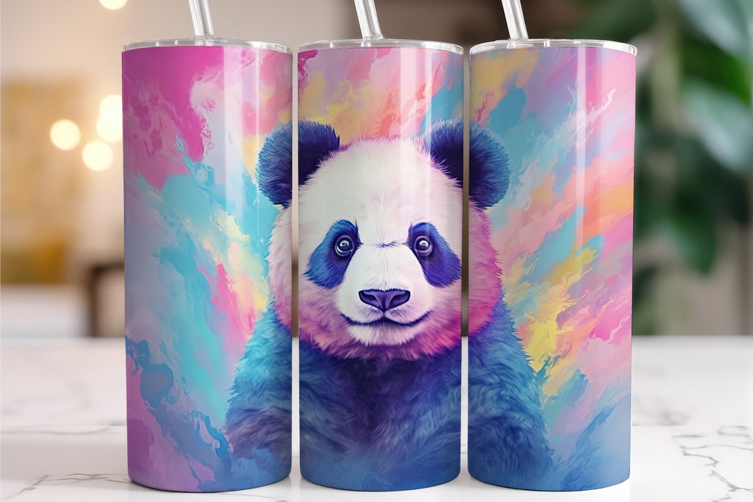 Painted Panda Pastels 20 Oz Skinny Tumbler Sublimation Design, Straight ...