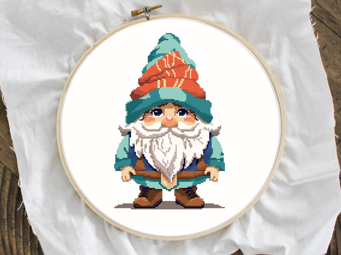 Gnome Cross Stitch Pattern, Modern Folk Art (PDF Pattern) - Etsy