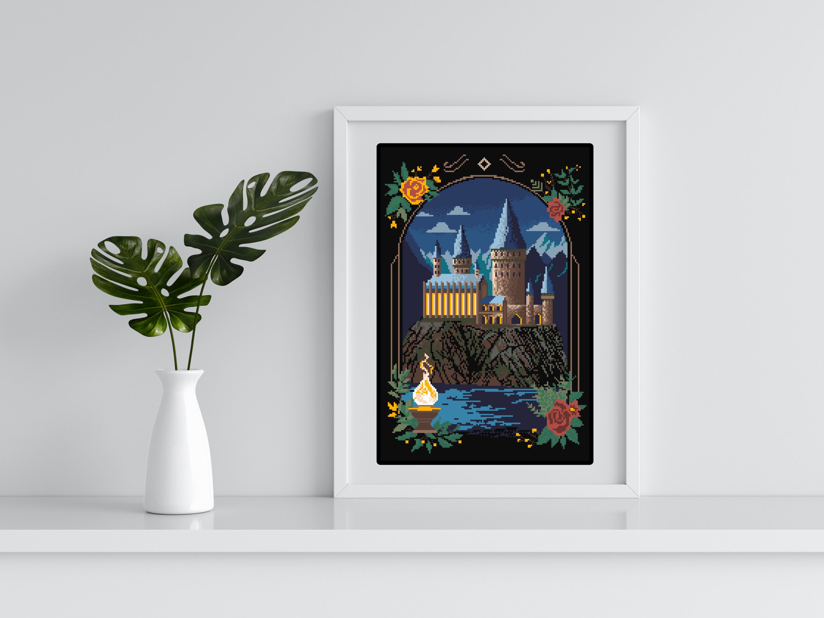 Magical Wizarding Castle Cross Stitch Kit - Fantasy School Embroidery ...