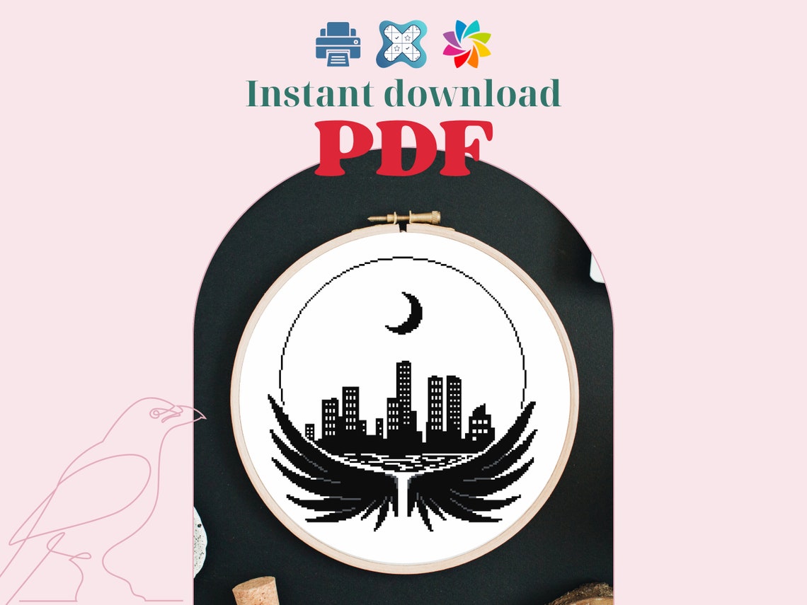 ACOTAR Cross Stitch Pattern PDF Crescent City Sigil Embroidery Pattern ...