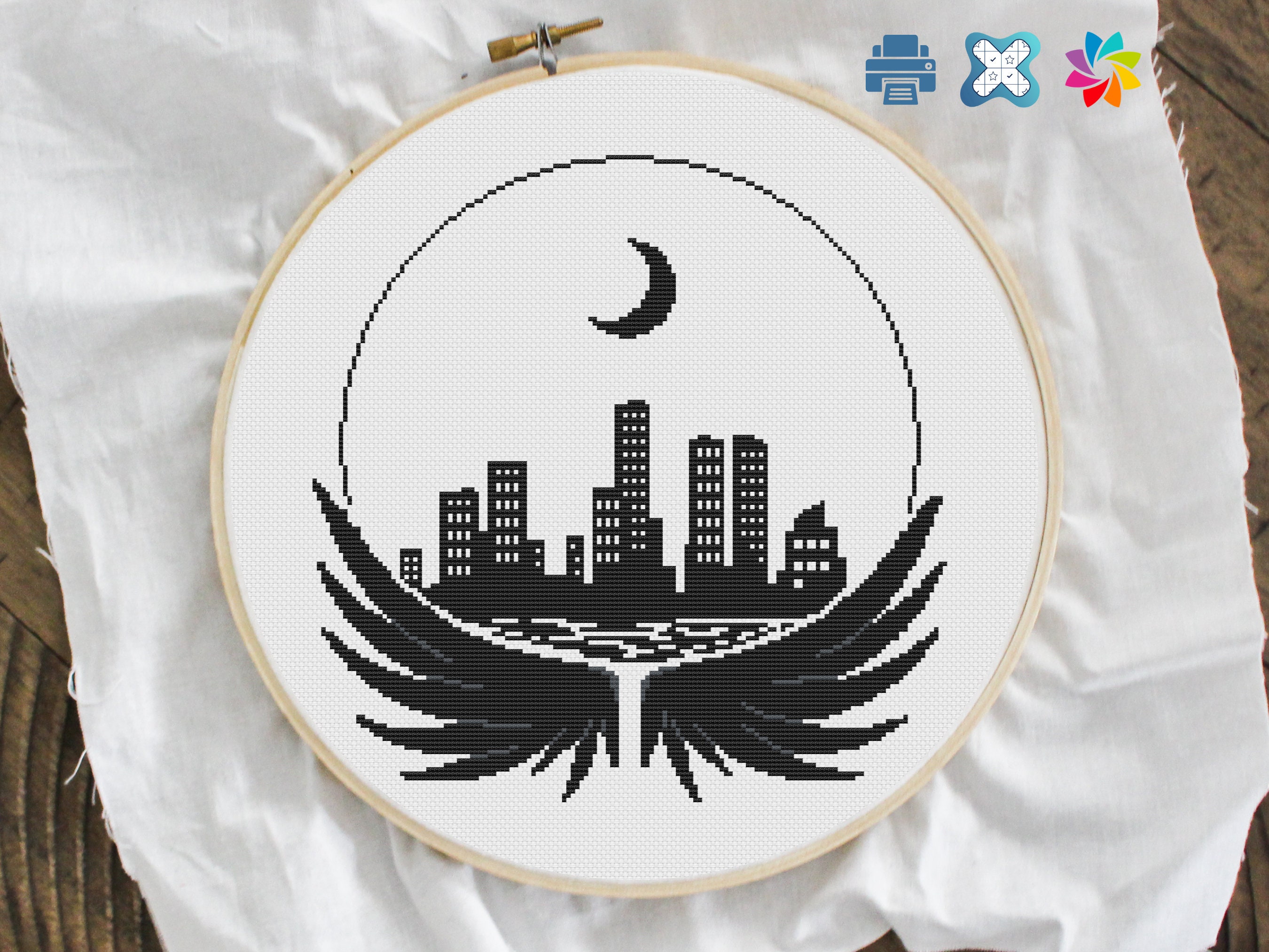 ACOTAR Cross Stitch Pattern PDF Crescent City Sigil Embroidery Pattern ...