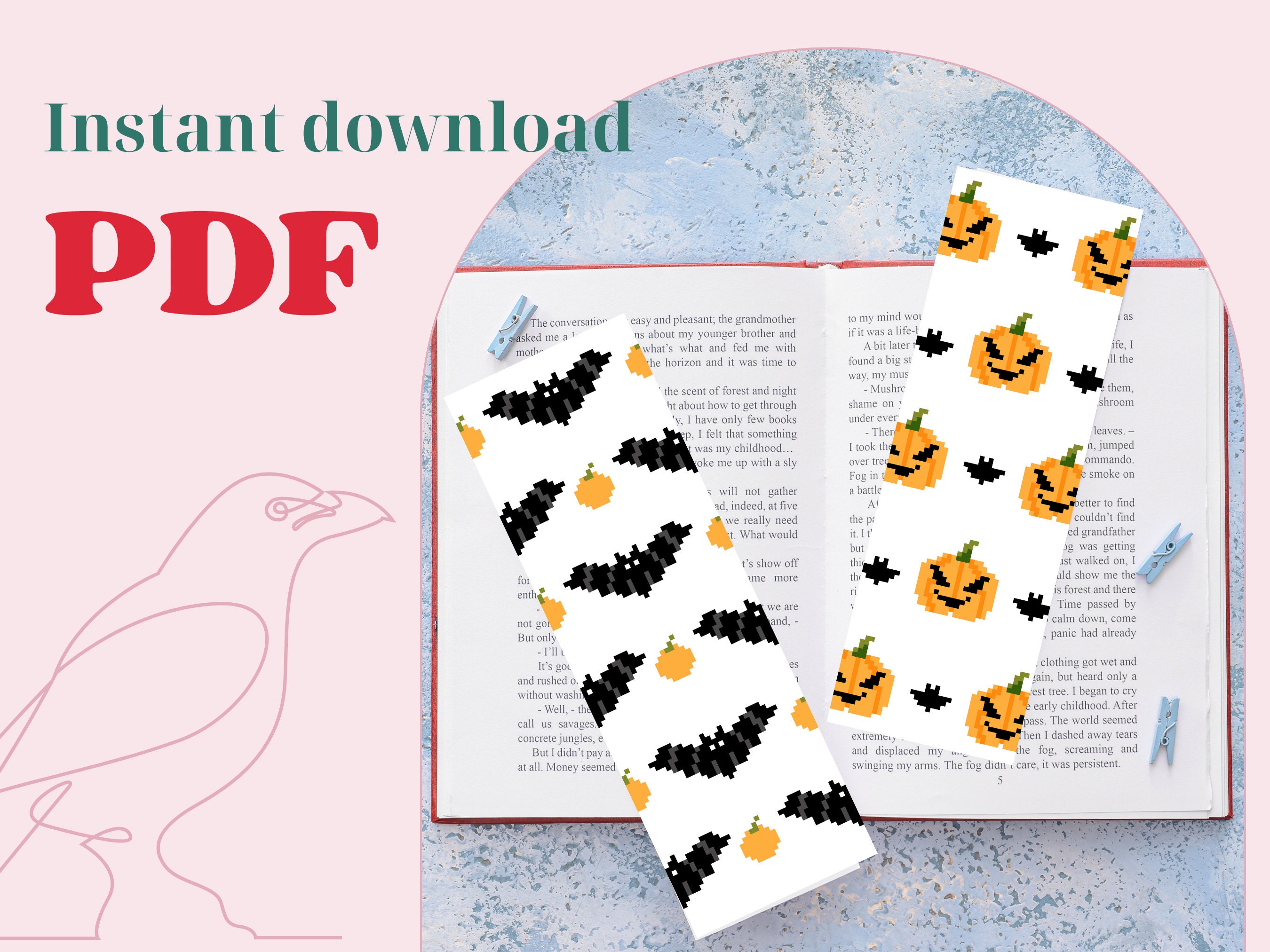 Halloween Bookmark Set Cross Stitch PDF Pattern Printable Pumpkin and ...