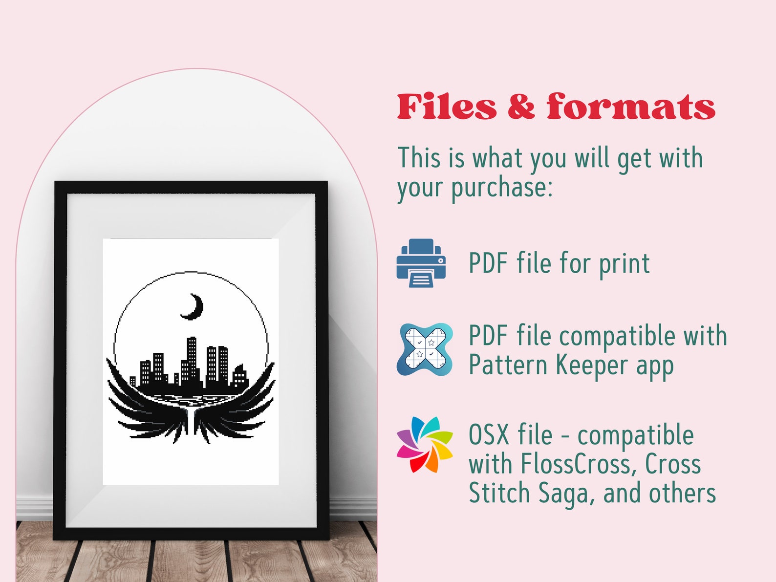 ACOTAR Cross Stitch Pattern PDF Crescent City Sigil Embroidery Pattern ...