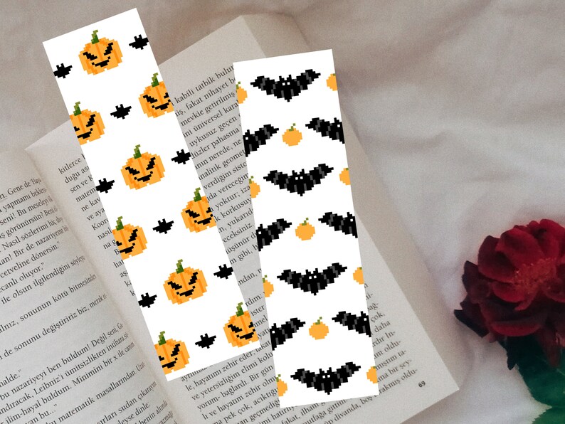 Halloween Bookmark Set Cross Stitch PDF Pattern Printable Pumpkin and ...