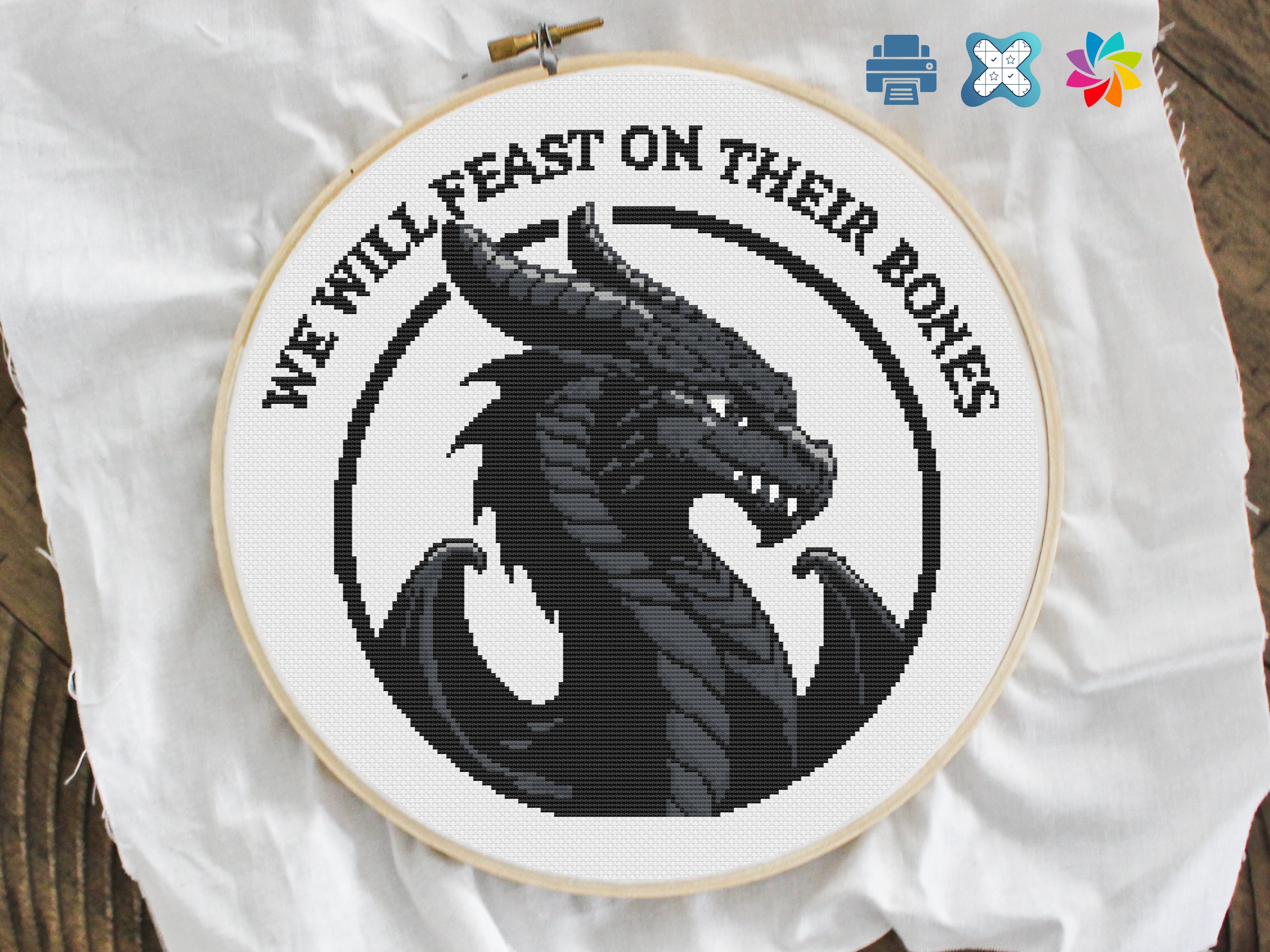 The Fourth Wing Cross Stitch Pattern Dragon Tairn Fantasy Instant ...