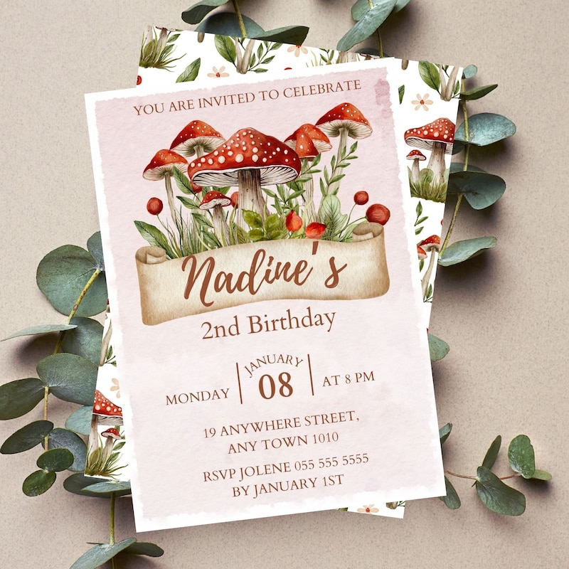 Mushroom Invitation - Etsy