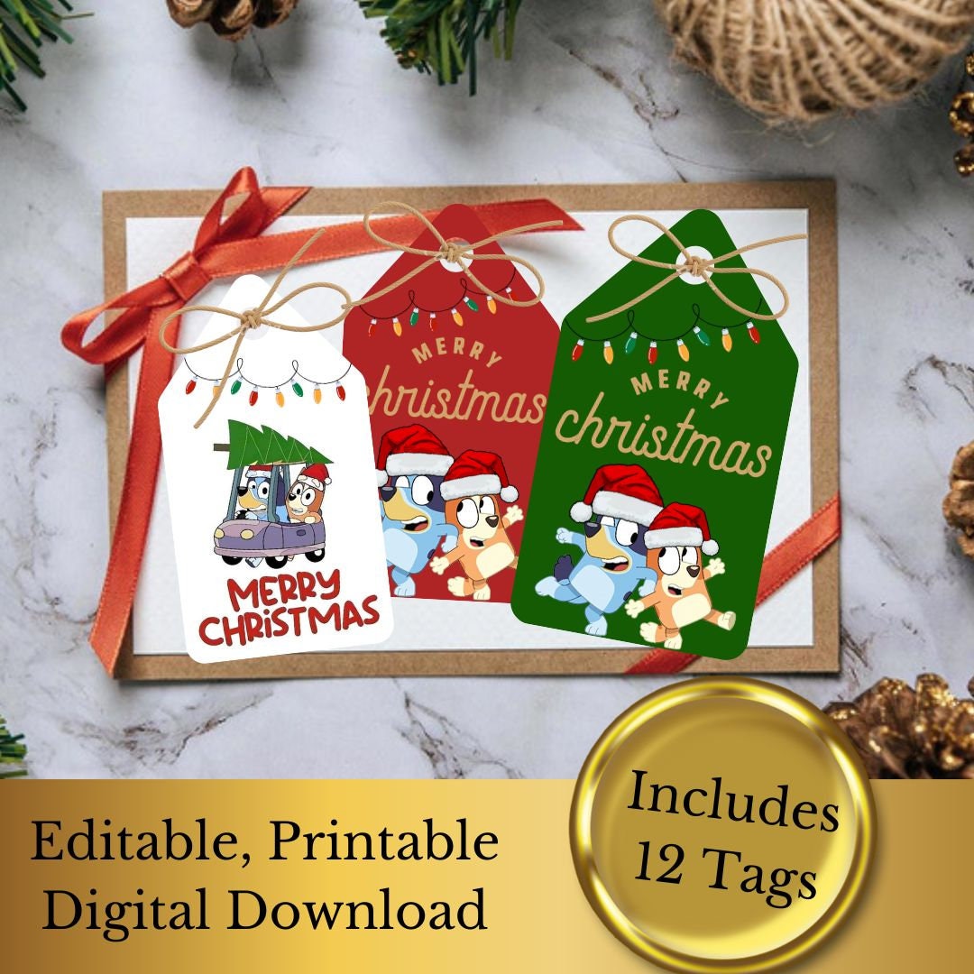 Bluey Christmas Tags Editable Christmas Favor Tags Holiday - Etsy Australia