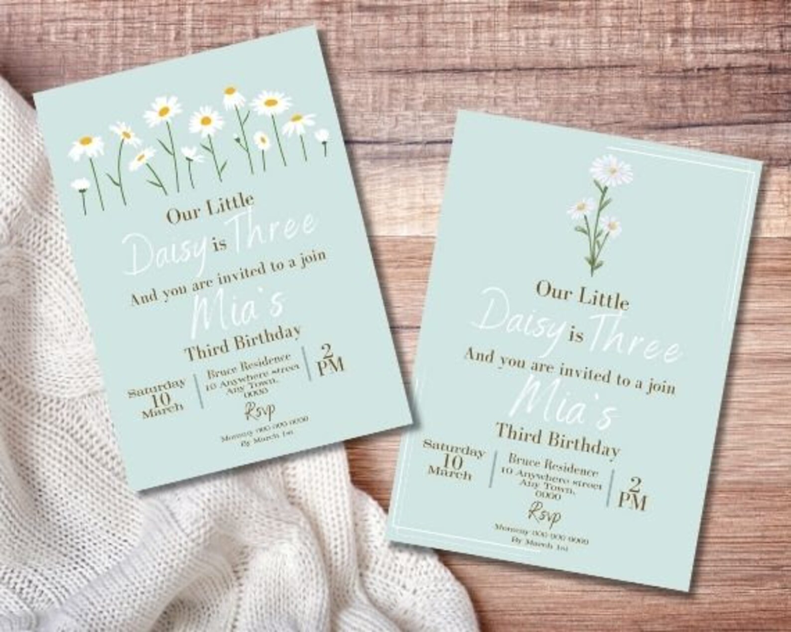 Our Little Daisy Theme Invitation, Editable Daisy Birthday Party Invite ...