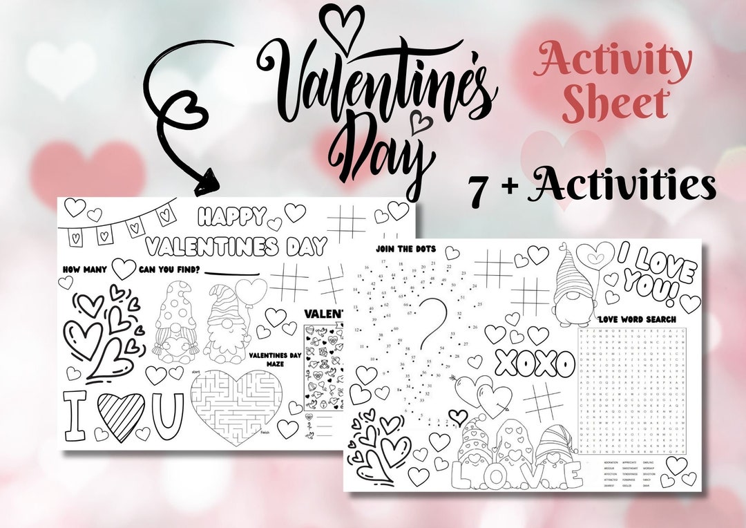 Valentines Day Activity Sheet. Printable Valentine Sheet, Valentines ...