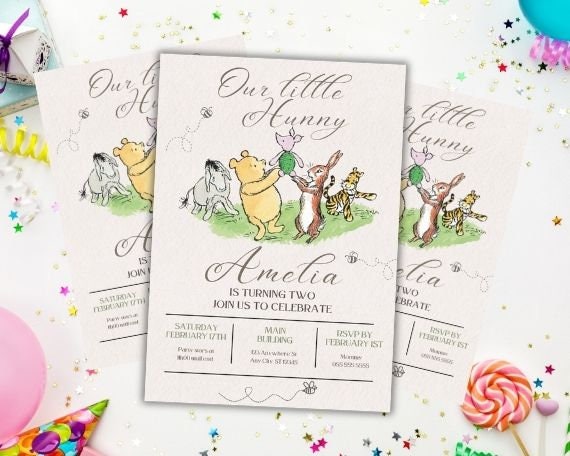 Winnie-the-pooh Birthday Party Invitation, Editable Winnie and Friends ...