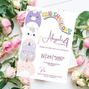 Squishmallow Birthday Invitation, Squishy Invitation, Squishmallow ...