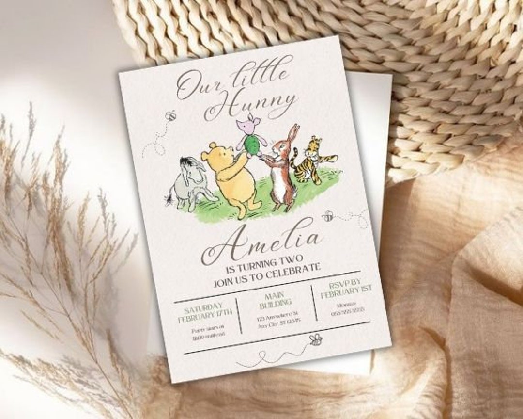 Winnie-the-pooh Birthday Party Invitation, Editable Winnie and Friends ...