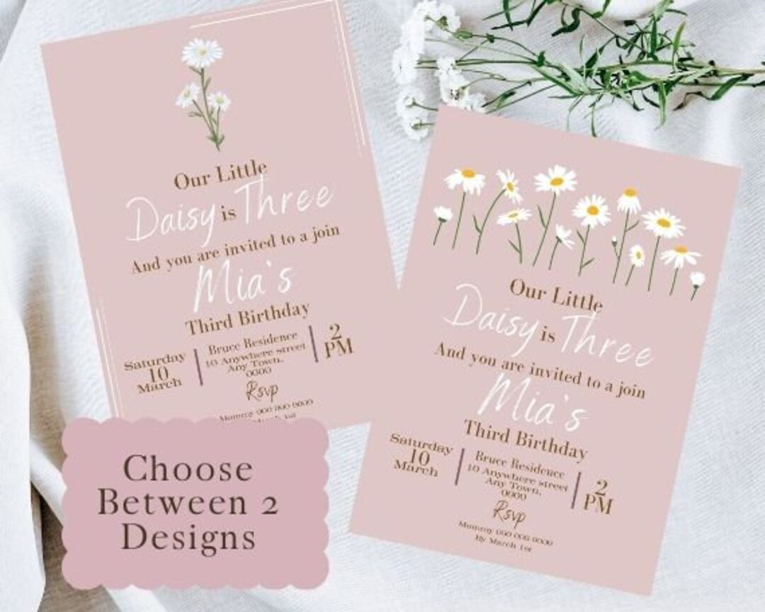 Pink Daisy Birthday Party Invitation, Editable Our Little Daisy Invite ...