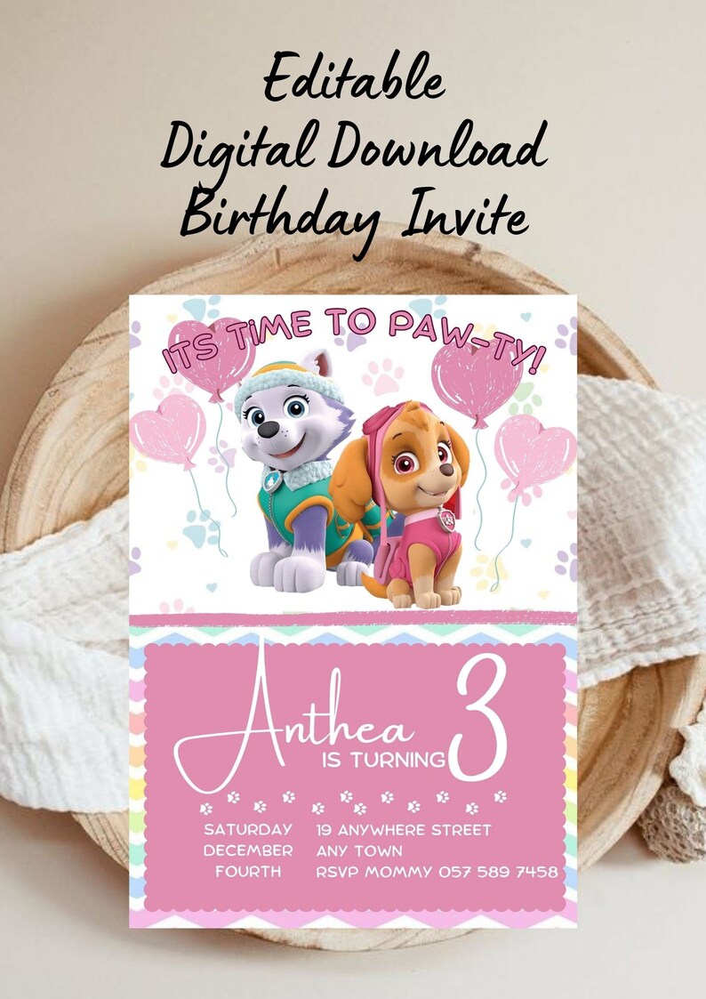 Invitación de Skye y Everest Pup Patrol invitación editable - Etsy México