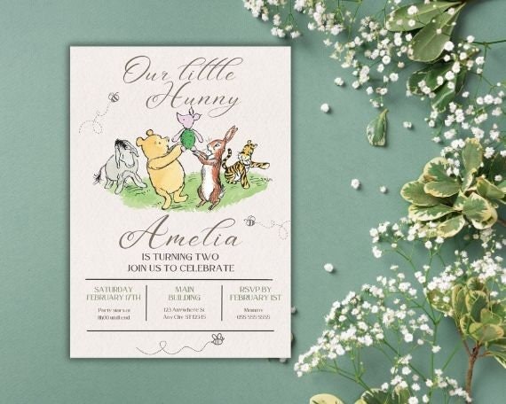 Winnie-the-pooh Birthday Party Invitation, Editable Winnie and Friends ...