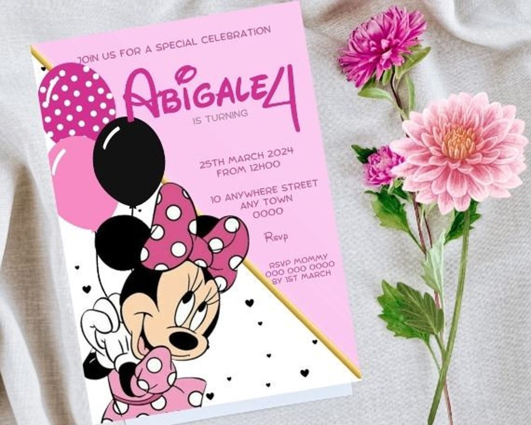 Mini Mouse Birthday Party Invitation, Editable Mini Kids Birthday ...