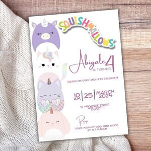 Squishmallow Birthday Invitation, Squishy Invitation, Squishmallow ...