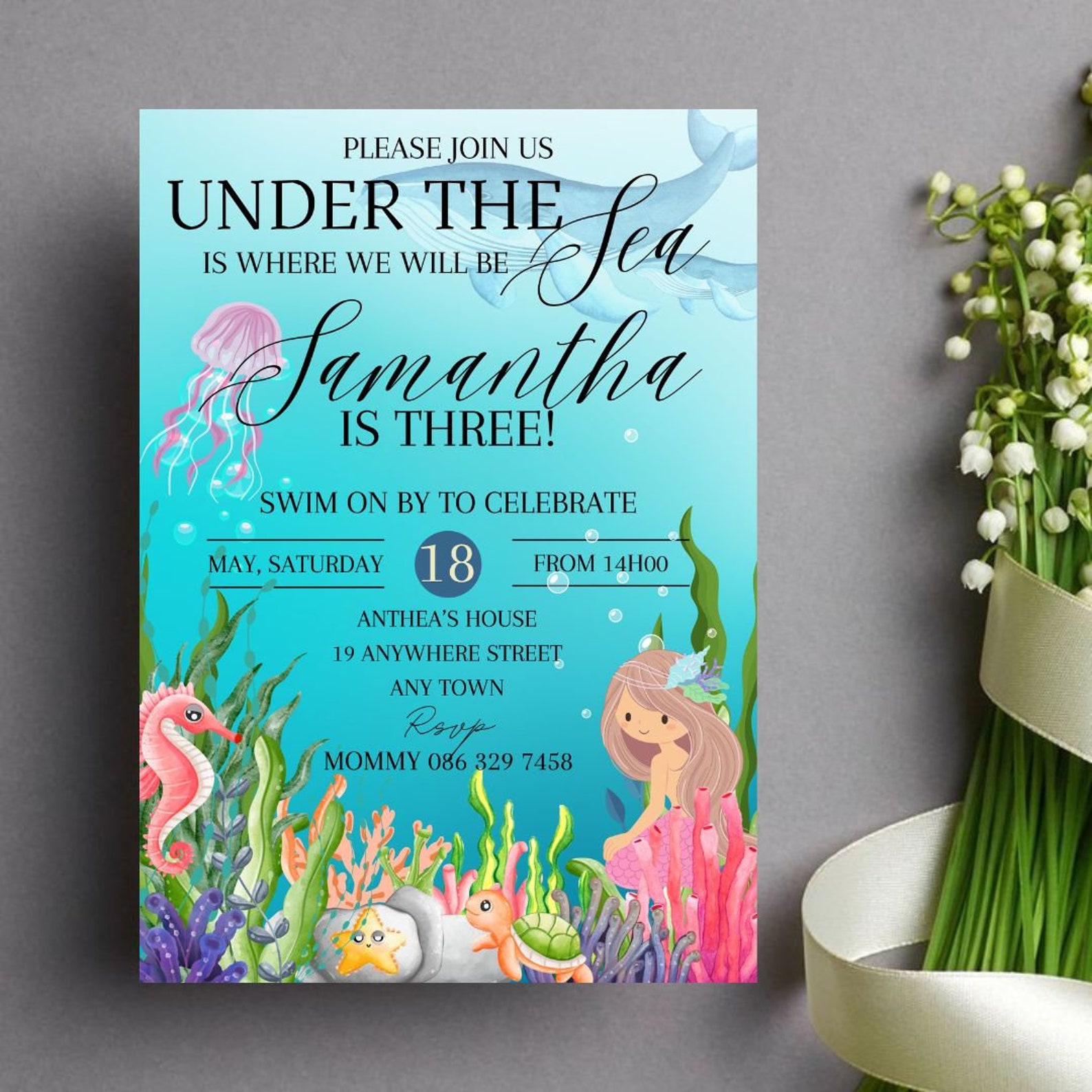 Under the Sea Birthday Invitation, Editable Birthday Party Invite ...