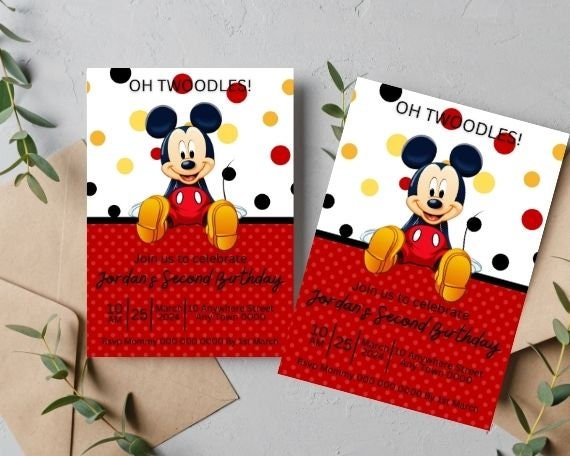 Editable Mickey Mouse Birthday Invitation, Kids Party (digital Template ...