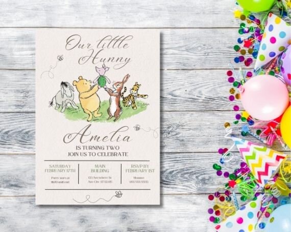 Winnie-the-pooh Birthday Party Invitation, Editable Winnie and Friends ...