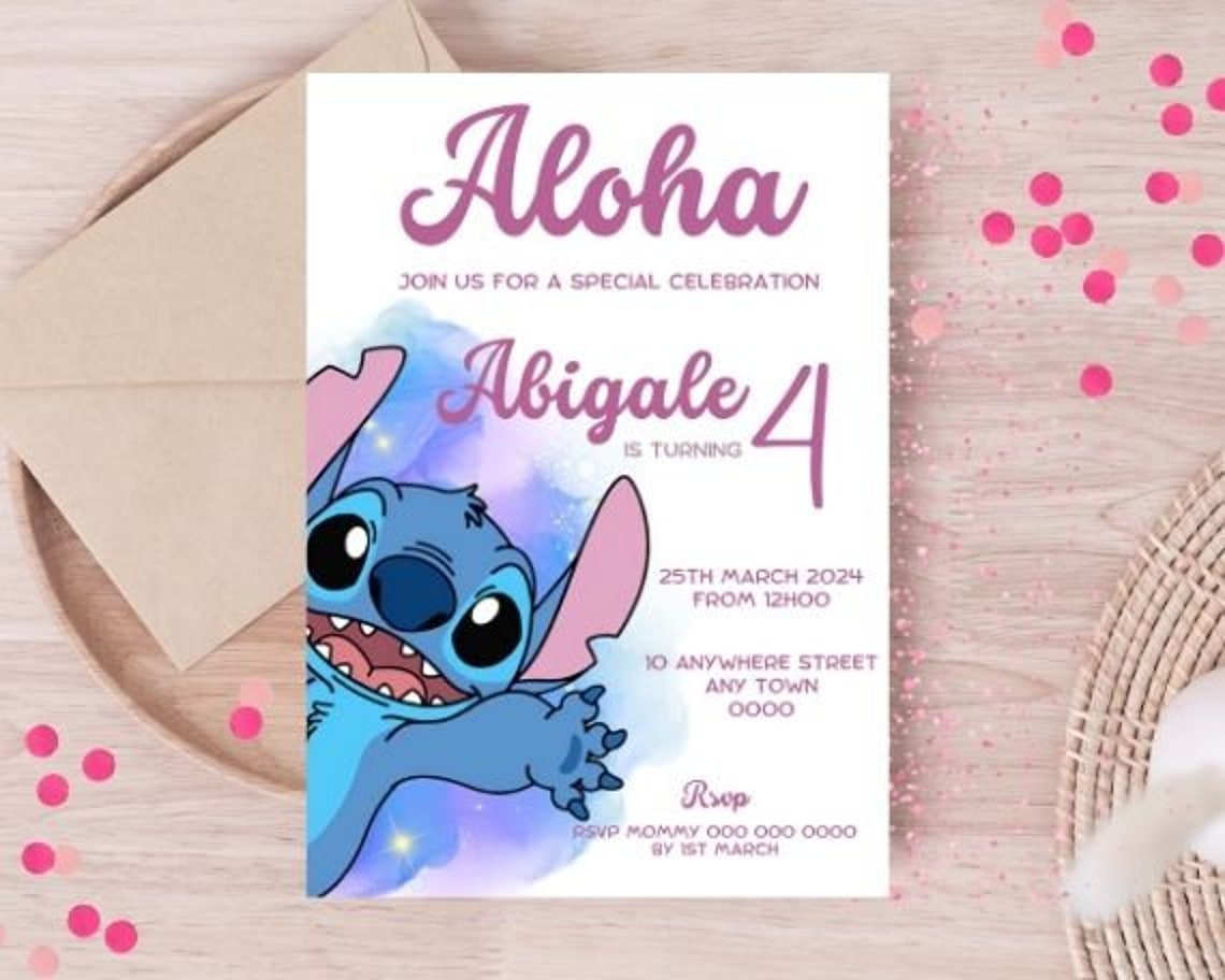 Stitch Birthday Party Invitation, Editable Lilo and Stitch Invite ...