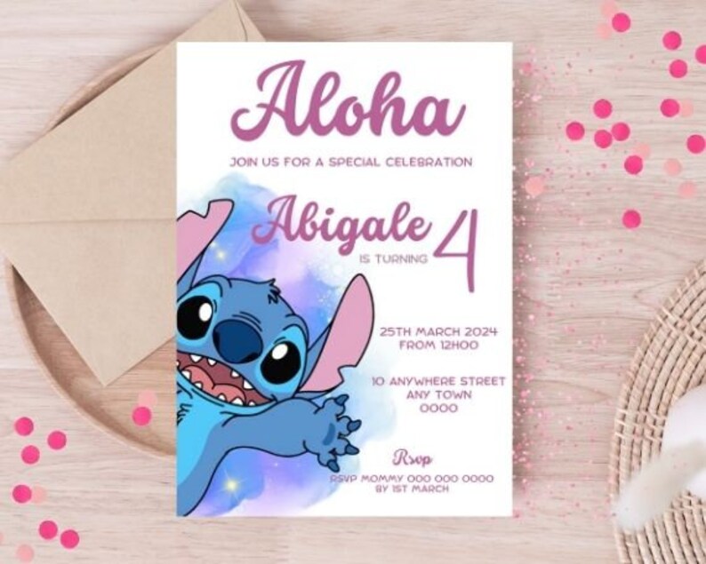 Stitch Birthday Party Invitation Editable Lilo And Stitch Invite