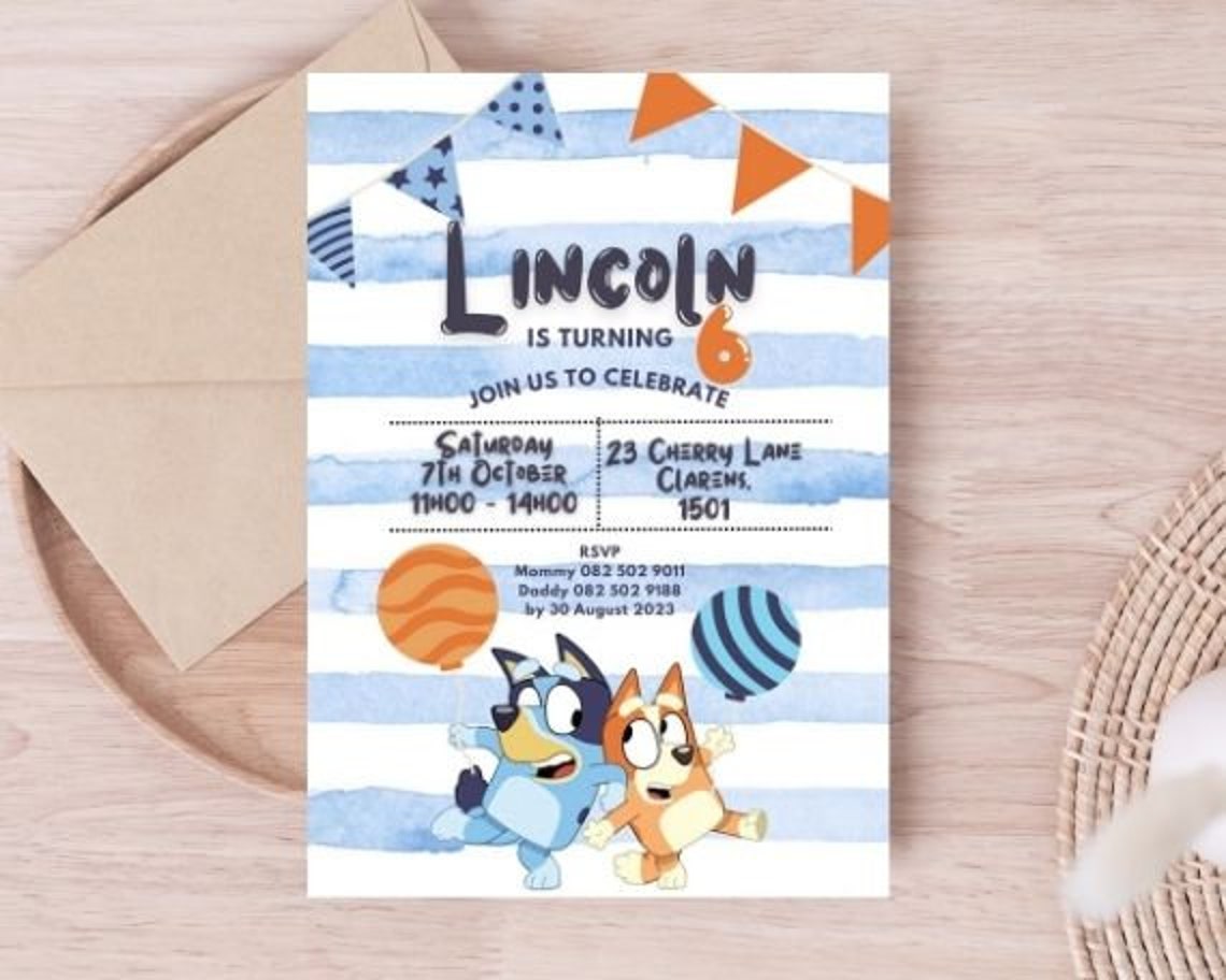 Bluey and Bingo Birthday Invitation With Party Bundle, Editable Blue ...