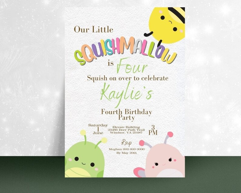 Squishmallow Birthday Invitation, Squishy Invitation, Squishmallow ...