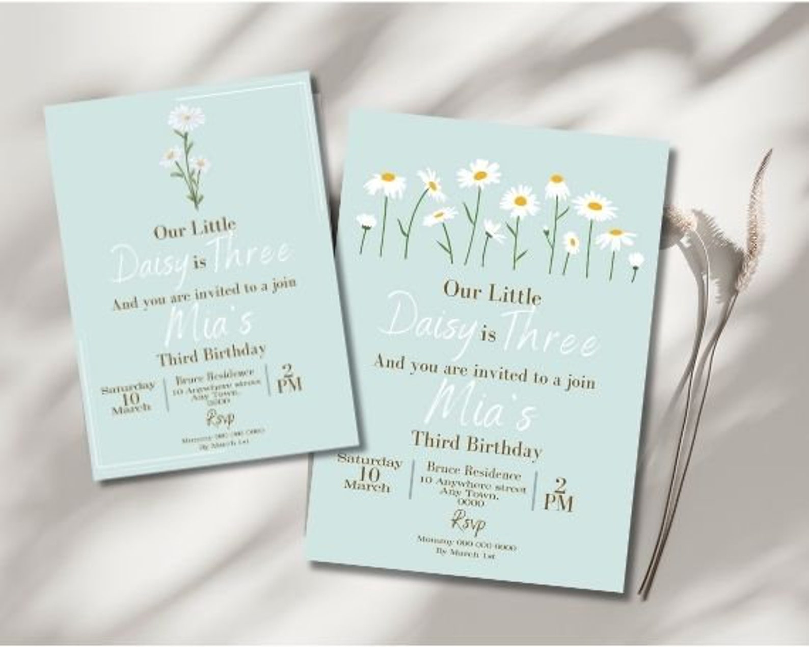 Our Little Daisy Theme Invitation, Editable Daisy Birthday Party Invite ...