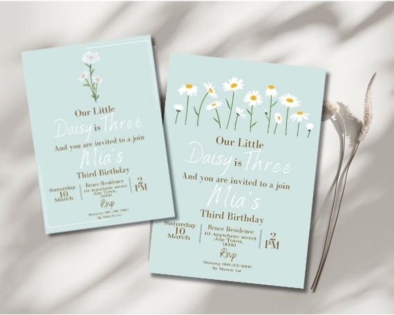 Our Little Daisy Theme Invitation, Editable Daisy Birthday Party Invite ...