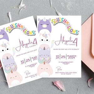 Squishmallow Birthday Invitation, Squishy Invitation, Squishmallow ...